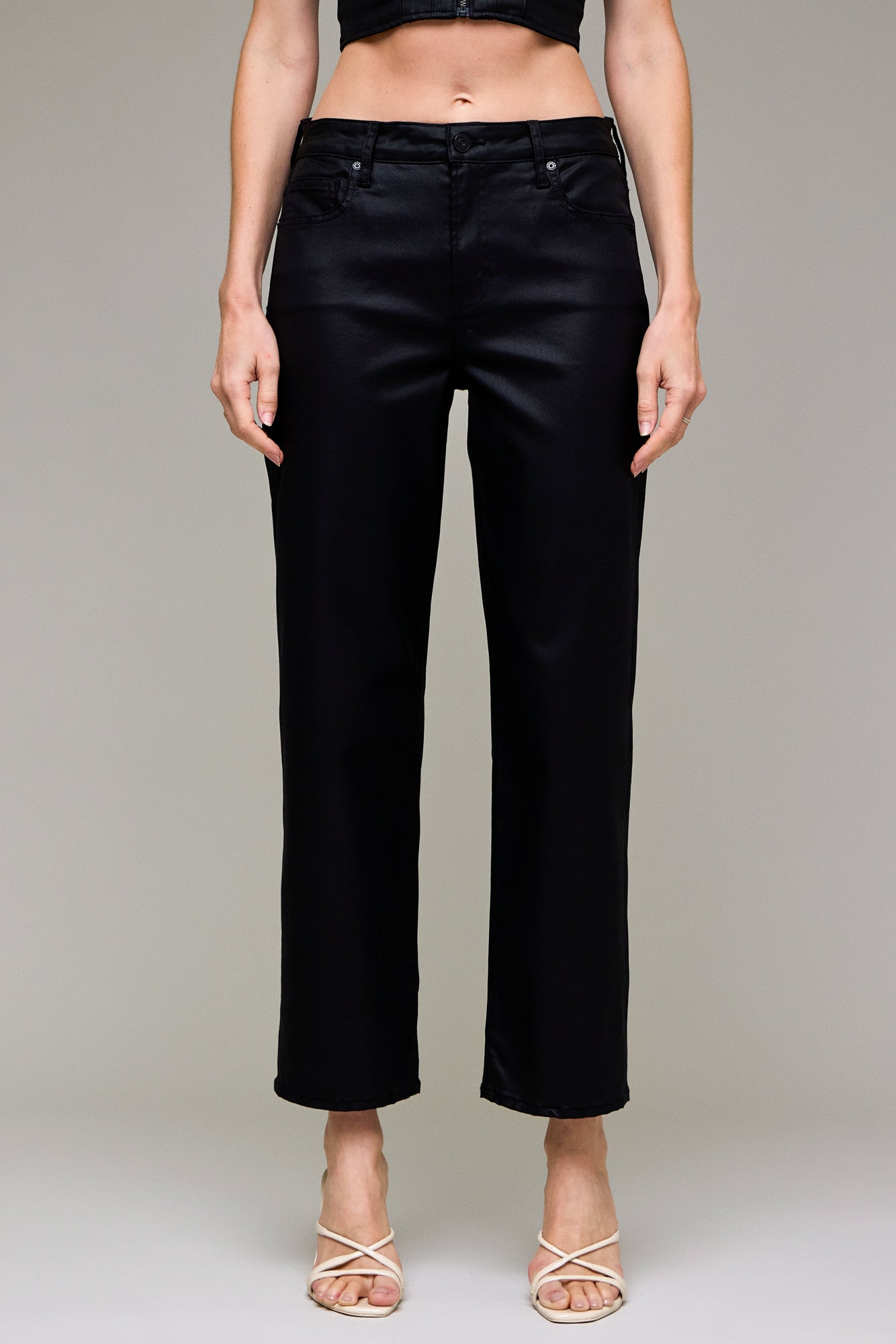 Hidden Black Straight Leg Pants | Vixen Collection