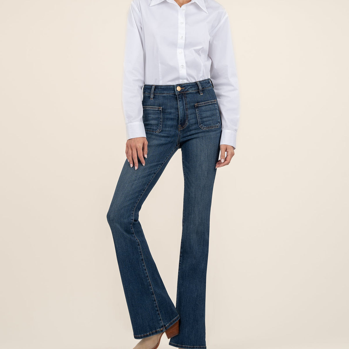 KUT Denim Ana Patch Pocket Flare Jeans | Vixen Collection